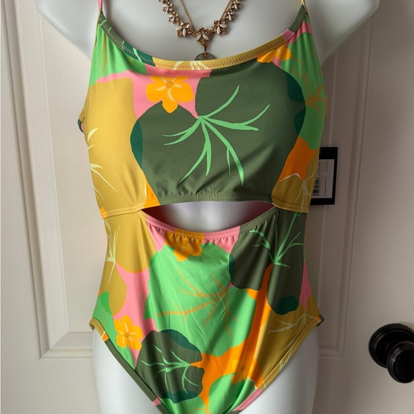 kate spade | Swim | Kate Spade Cucumber Floral Tropical Cut Out One ...
